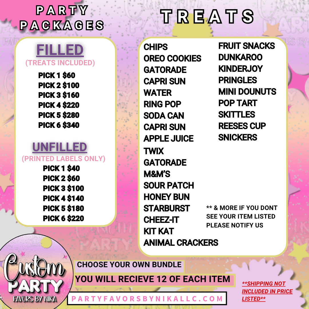 PARTY FAVOR PACKAGES – Custom Party Favors By Nika LLC.